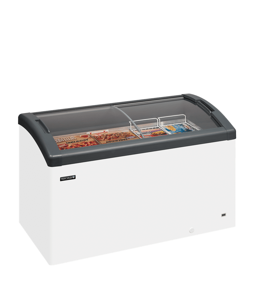 Elcold FOCUS 131 GREY Sliding Curved Glass Lid Chest Freezer ...